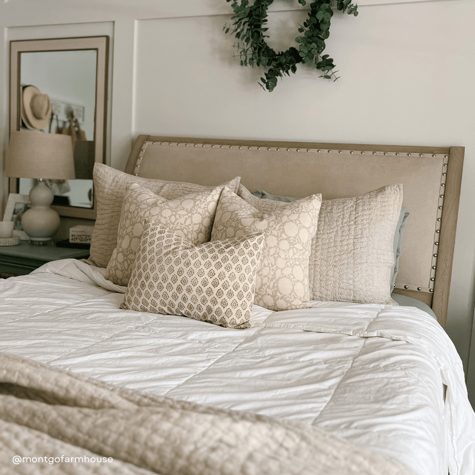 **FLAWED** Marie Block Printed Pillow Cover | Lumbar | Brown + Peach/S ...