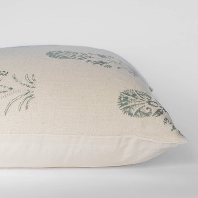 Devi Floral Block Printed Pillow Cover | Teal Green/Blue – Apartment No.3