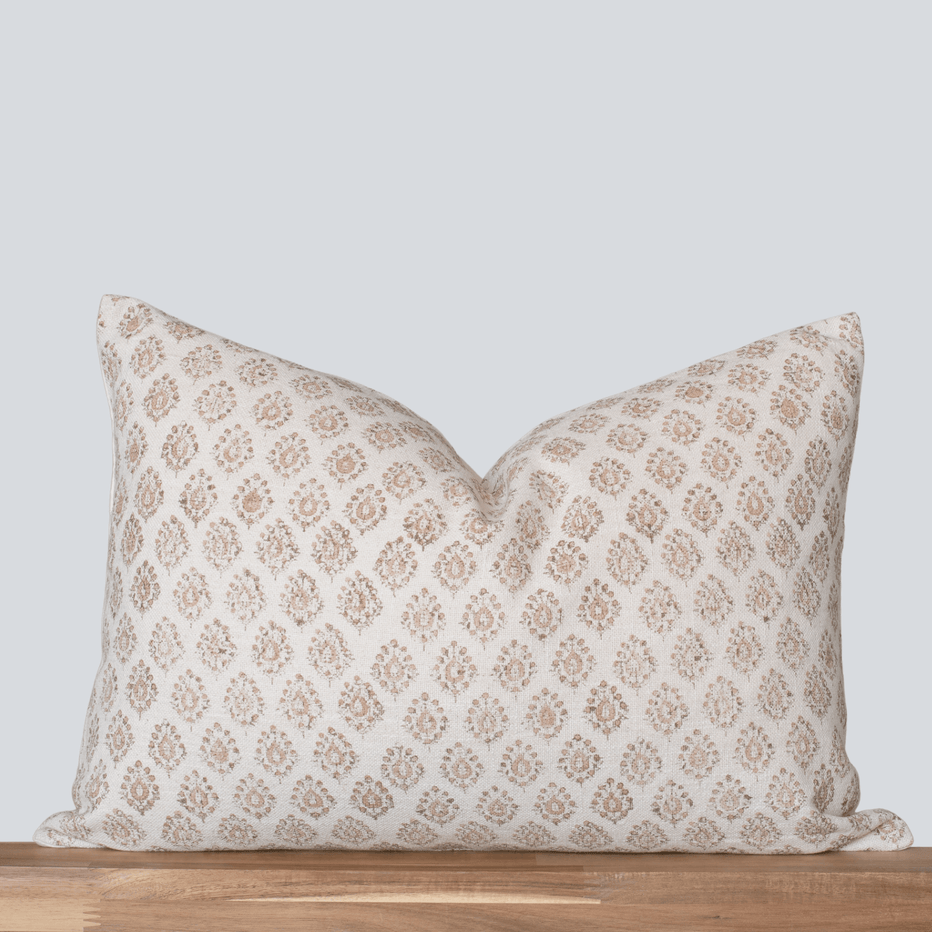 **FLAWED** Marie Block Printed Pillow Cover | Lumbar | Brown + Peach/S ...